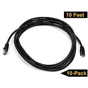 iMBAPrice 15' Cat5e Network Ethernet Patch Cable, 10 Pack, Black (IMBA-CAT5-15BK-10PK)