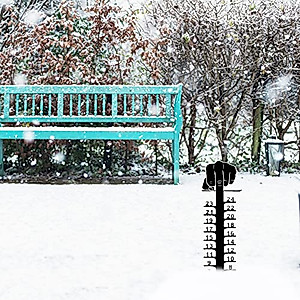 Snowflake Snow Measuring Instrument Snowmobile Snow Measuring Instrument Metal Snow Measuring Ruler Outdoor Garden Ornaments Magnetic 6 Inch (Black, One Size)