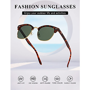 AEVOGUE Polarized Sunglasses For Women And Men Semi Rimless Frame Retro Sun Glasses AE0369 (Tortoise)