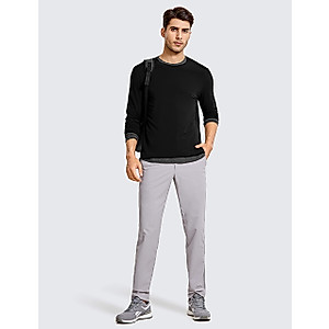 CRZ YOGA Men's Lightweight Pima Cotton Long Sleeve T-Shirts Loose Fit Fashion Casual Workout Tees Black Large