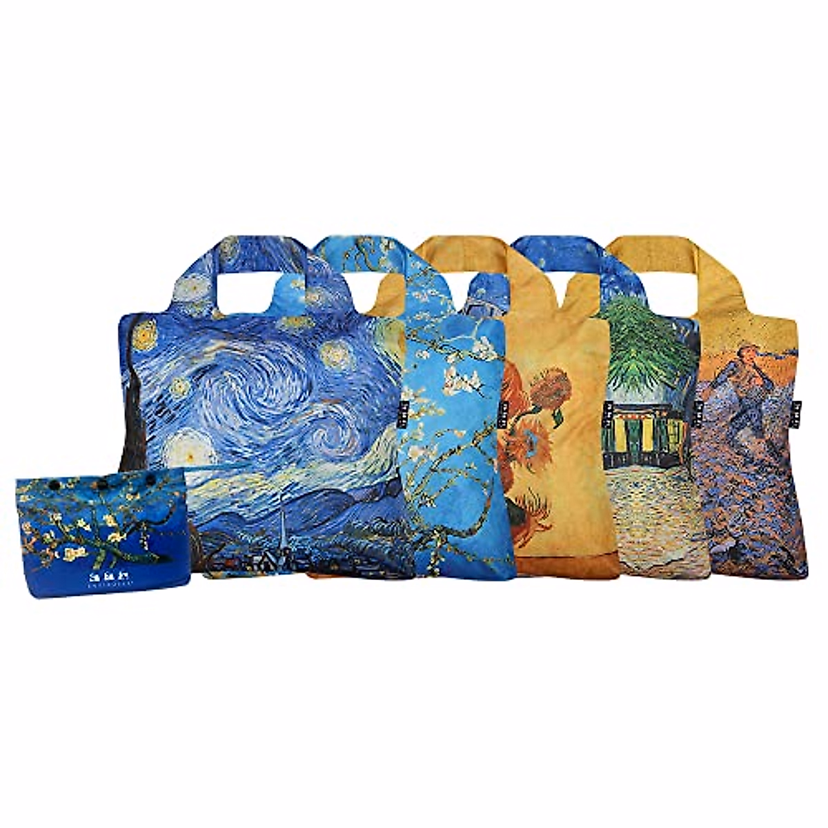 Envirosax Van Gogh Pouch Reusable Bag Polyester Shopping Grocery Bags Set of 5 Foldable Water Resistant