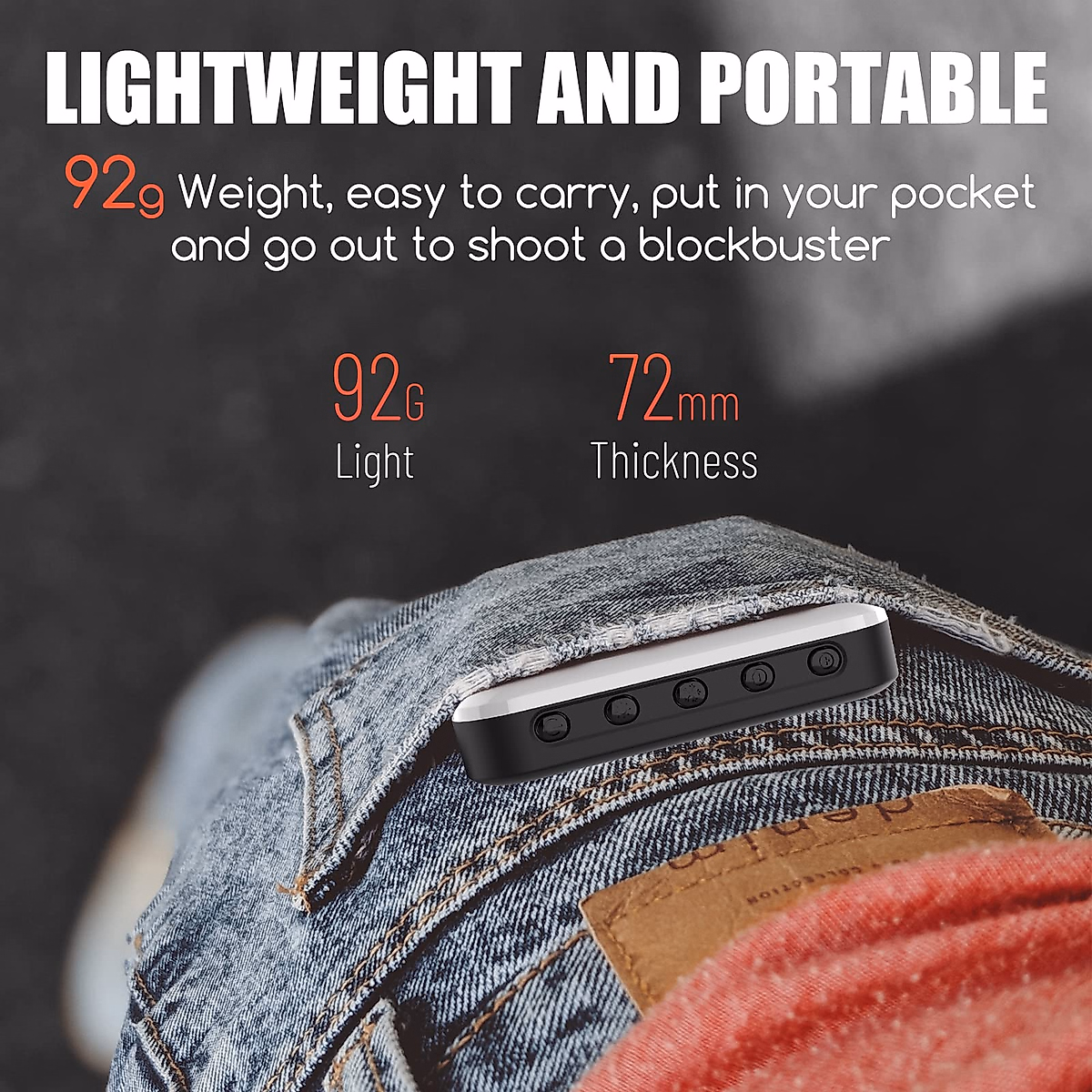 Selfie Light - BANSINE USB-Rechargeable LED Phone Light - Portable Photo Light with 97+ CRI, Up to 6500K Color Temperature for Selfie, Zoom Conference, Video, Makeup and Live Stream