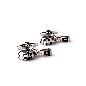 MRCUFF Microphone Radio DJ MC Music Pair of Cufflinks in a Presentation Gift Box & Polishing Cloth
