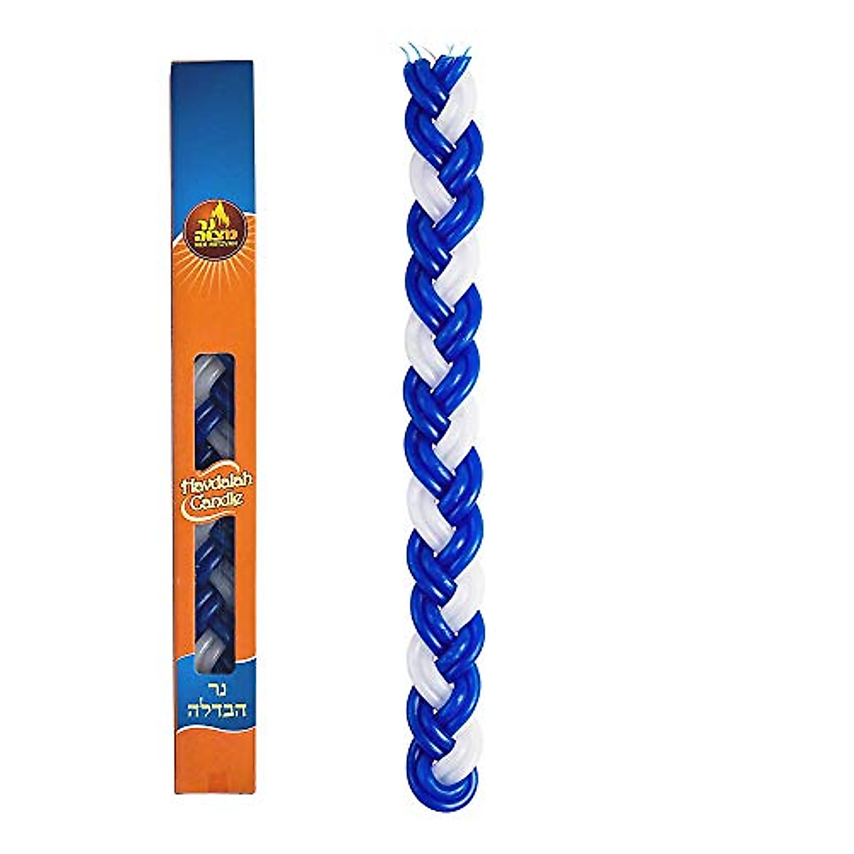 Braided Havdalah Candle - Large Blue and White Paraffin Wax - Handcrafted Havdallah Candle - Shabbat Judaica Gift - Ner Mitzvah