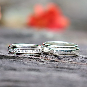 ENERGY STONE 925 Sterling Silver SUPERNOVA Meditation Spinner Ring (Style US55) (8)