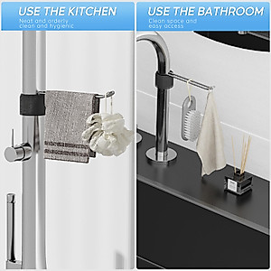 MZLlanyun Stylish and Functional Dish Towel Holder - Keep Your Kitchen Rags and Dishcloths Neat and Within Reach with This Sink Dish Cloth Holder and Storage Rack! (1, silvery)