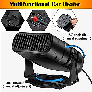 Car Heater Defroster, 12V 120W Auto Defogger 360° Rotatable Fast Heating Quickly Defrost 2 in 1 Auto Car Windshield Portable Heater Cooling Fan