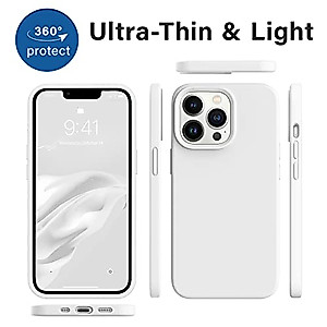 AOTESIER Shockproof Designed for iPhone 13 Pro Case, Liquid Silicone Phone Case with [Soft Anti-Scratch Microfiber Lining] Drop Protection 6.1 inch Slim Thin Cover（White）
