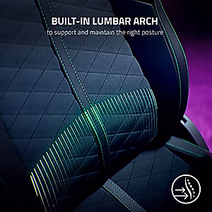 Razer Enki Gaming Chair: All-Day Gaming Comfort - Built-in Lumbar Arch - Optimized Cushion Density - Dual-Textured, Eco-Friendly Synthetic Leather - Reactive Seat Tilt & 152-Degree Recline - Green