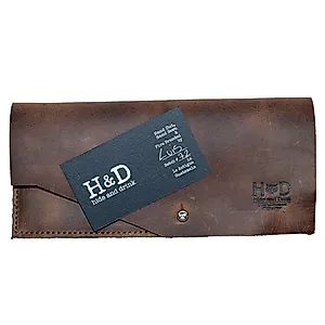 Hide & Drink, Folio Wallet, Holds Up to 10 Cards/Internal Pouch for Coins or SD Cards/Flat Bills/Travel/Case/Stylish/Vintage, Handmade :: Bourbon Brown