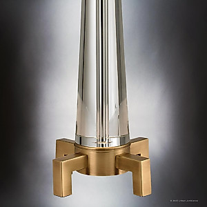 Urban Ambiance Luxury Contemporary Table Lamp, 17''W x 17''D x 30''H, with Minimalist Elements, Clear and Aged Brass Finish and a White Faux Silk Hardback Shade, UEX7270