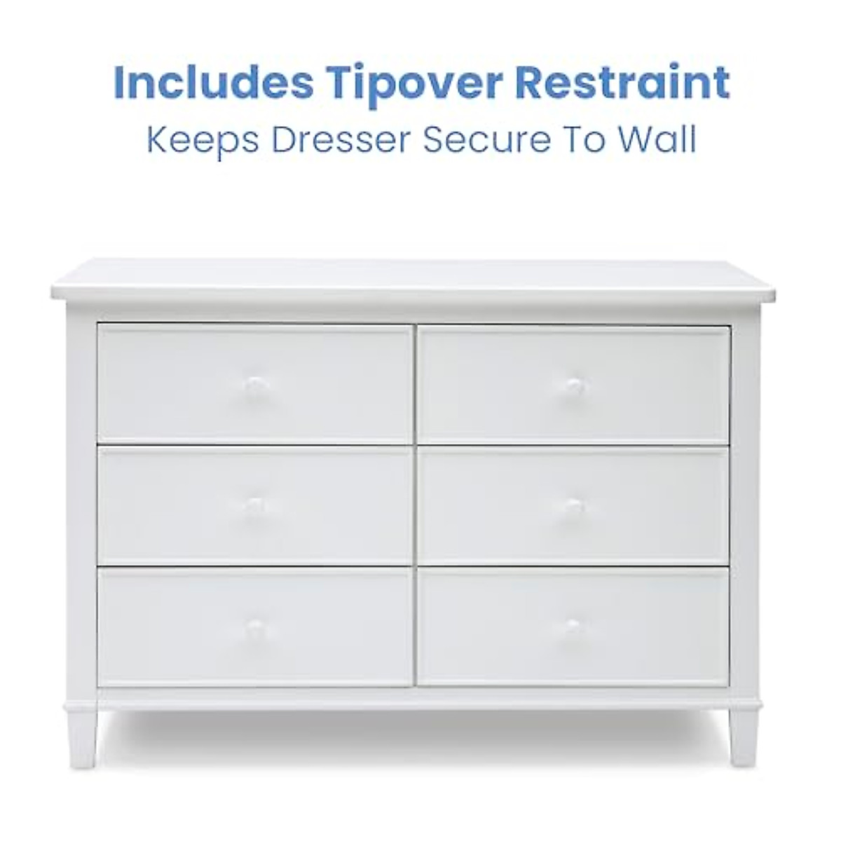 Delta Children Haven 6 Drawer Dresser with Interlocking Drawers - Greenguard Gold Certified, White