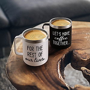 Gingprous Lets Have Coffee Together For The Rest Of Our Lives Insulated Coffee Mug Set, Engagement Wedding Gift for Couple Bridal Shower Gift Mr and Mrs Gift, 12oz Insulated Stainless Steel Travel Mug