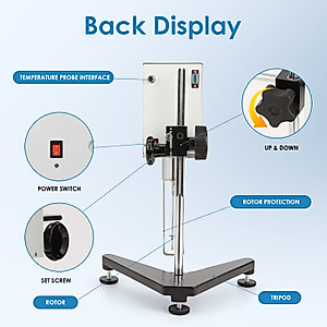Bonvoisin Digital Rotary Viscometer 10-100,000mPa.S Digital Lab Rotational Viscosity Meter +-3% Accuracy Fluidimeter Tester Meter with 4 Rotors and Temperature Probe 110-240V(NDJ-5S)