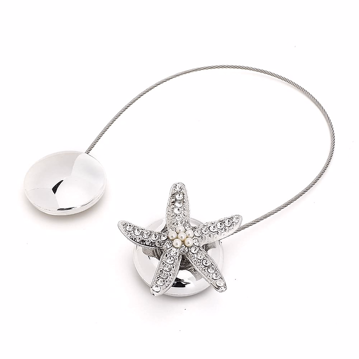 Natudeco Curtain Tiebacks, Rhinestone Curtain Buckle Magnetic Curtain Holdbacks Drape Tie Backs Alloy Curtain Holder Window Drapry Decor for Sheer and Blackout Curtain