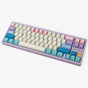 Mintcaps PBT Keycaps 130 Keys Fairy Cherry Profile Keycaps Custom Keyboard Colorful Dye-Sub Keycaps Full Set for Cherry Gateron MX Switches Mechanical Keyboard,White Pink Purple Keycaps