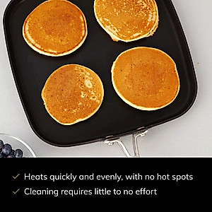 SCANPAN Professional 11” Griddle Pan - Easy-to-Use Nonstick Cookware - Dishwasher, Metal Utensil & Oven Safe - Made in Denmark