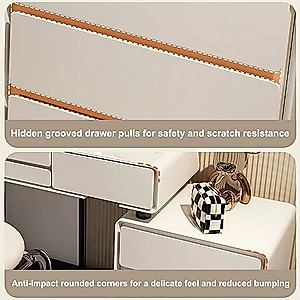 Attega Makeup Vanity Table Set, Dressing Table with Acrylic Stool & Large Storage Drawers, Modern Vanity Desk Set for Women Girls