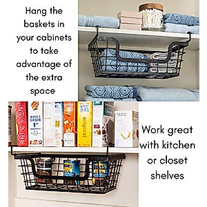 BirdRock Home Wire Basket for Storage - Set of 2 Baskets - Stackable - Hanging – Wall Shelf - Fruit Vegetable Organization – Pantry Cabinet - Metal Bin for Kitchen Counter – Bathroom Storage