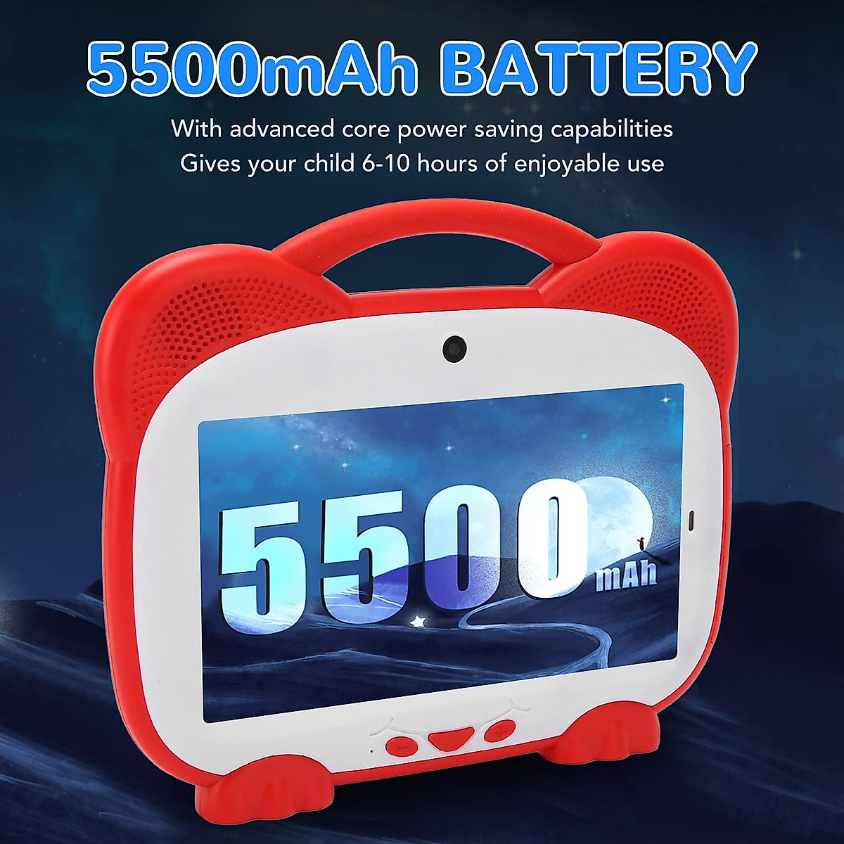 7 Kids Tablet, Toddler Tablet Smart Touch Tablet Support Bluetooth WiFi, 4GB 32GB Dual Camera Quad Core Android 10.0 Tablet with Three Card Slot, 5500mAh Battery (Red)