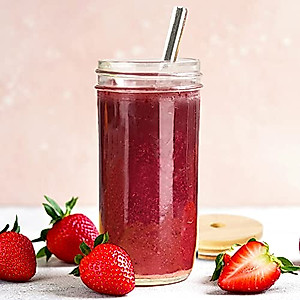 Mixrug Bubble Tea Cups 24oz 2 Pack, Reusable Iced Coffee Cups Wide Mason Mouth Smoothie Cups With Bamboo Lids and Silver Straws, Mason Jar Drinking Glasses Cups, Travel Glass Drinking Bottle