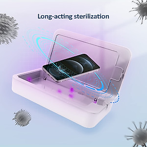 UV Sterilizing Box with Wireless Charger | UV Light Sanitizer Box | Fast Wireless Charging for Phone | Phone Accessories | Mobile Phone Sanitizer | Phone Screen Disinfecting (Brown)