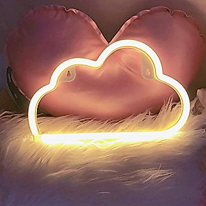 QiaoFei Neon Light,LED Cloud Sign Shaped Decor Light,Wall Decor for Chistmas,Birthday Party,Kids Room, Living Room, Wedding Party Decor (Warm White)