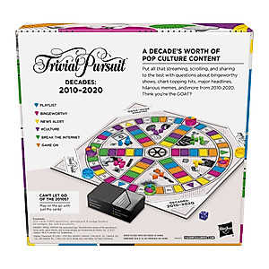 Hasbro Gaming Trivial Pursuit Decades 2010 to 2020 Board Game for Adults and Teens, Pop Culture Trivia Game for 2 to 6 Players, Ages 16 and Up