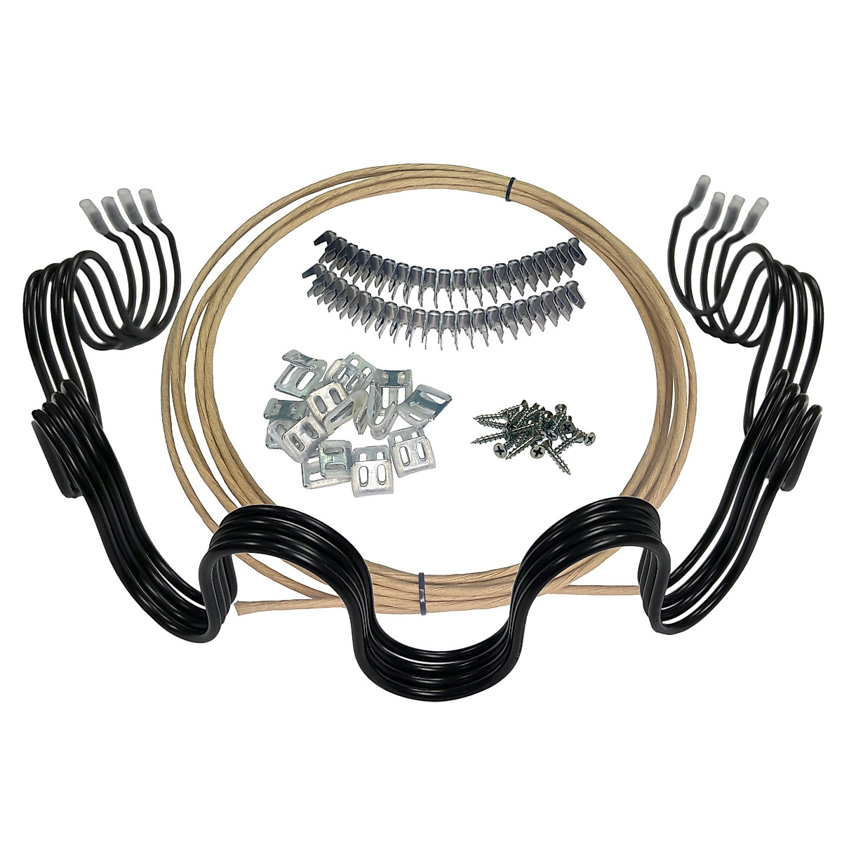 24" Inch Sofa Seat Replacement Coil with 25' Ft Spring Wire, 40 Stay Clips & 8 Upholstery Clips Repair Kit