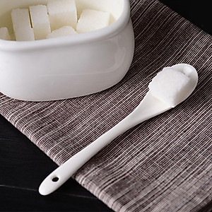 8Pcs Small Ceramic Spoons Tiny Salt Condiment Spoon Little Porcelain Teaspoons Tiny Coffee Mixing Spoon for Sugar Salt Condiment Spice Dessert Tea Coffee Kitchen Supplies, 4.92 inches, White