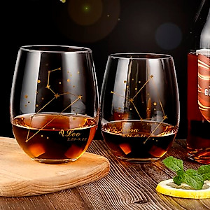 HOHY Libra Wine Glass Libra Gift 20oz, Libra Stemless Wine Glass, Constellation Glasses Zodiac Sign Define Design, Horoscope Gift, Astrology Gifts for Women Men