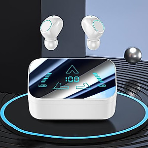 Yrmaups Bluetooth Headphones Wireless Earbuds, with 95Hr Running-Time Sports Ear Buds with 850mAh Digital Display Charging Case, IPX4 Water Proof, with Micro Cordless Earphone