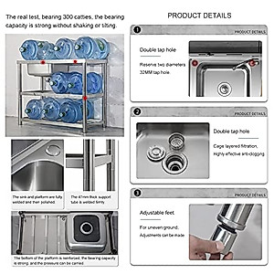 304 Stainless Steel Utility Sink, Commercial Restaurant Kitchen Workbench Single Bowl Sink, Fish Cleaning Table, with Back Splash, Knife Holder, for Home Laundry Room Garage Bar Restaurant (Color : S