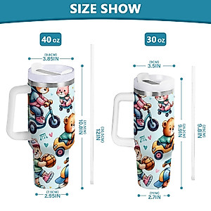 40 oz Cartoon Character Insulated Tumbler with Handle, Stainless Steel Vacuum Water Bottles with Lid and Straw for Water, Iced Tea or Coffee