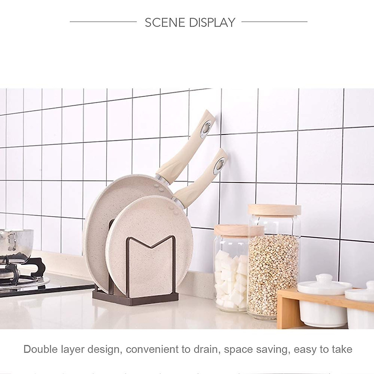 Pot Lid Rack, Organizer Pot Lid ,Organizer Cutting Board Holder ,Simple Houseware Kitchen, Bakeware Pot Lid Rack Holder Organizer(Bronze)