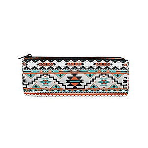 DXTKWL Ethnic Aztec Print Pencil Case Pen Bag Pouch Holder, Zipper Pencil Bag Portable Cosmetic Organizer Makeup Brush Bag Purse School Stationery for Kids Girl Boy Adult Office Nurse Supplies