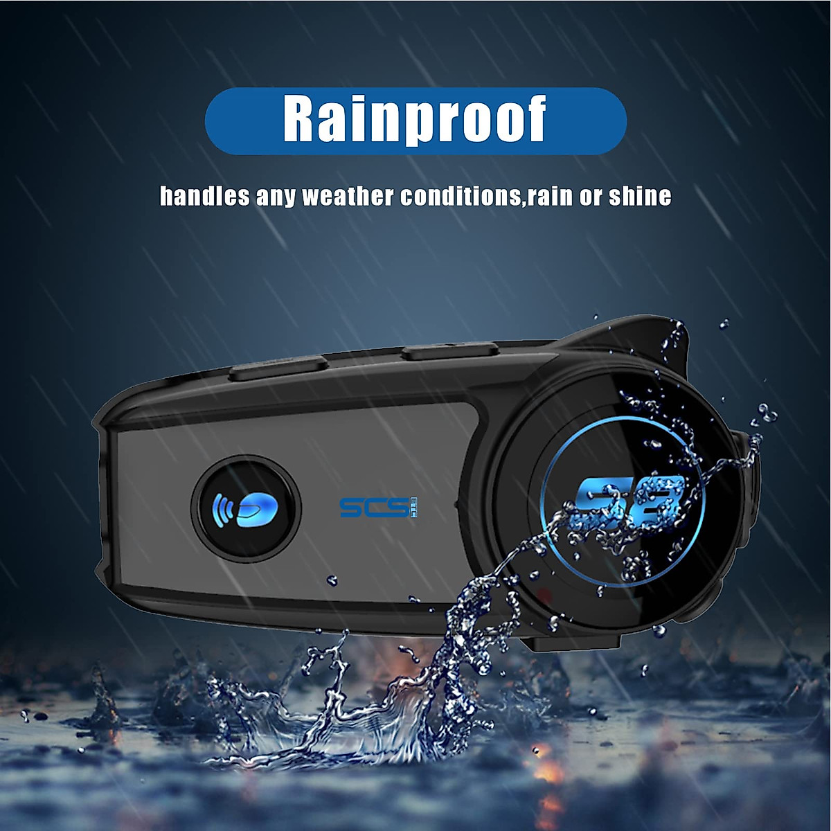 SCSETC Motorcycle Helmet Bluetooth Headset S8 Motorcycle Bluetooth Headset 1000m 2 Riders Intercom, Communication System Headset Universal Wireless Interphone (Waterproof/Handsfree/Stereo Music/GPS)