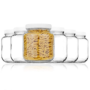 6 Pack of Half Gallon Mason Jars - Wide Mouth with Airtight Lid - Safe Container for Fermenting, Pickling, and Storing - By KitchenToolz