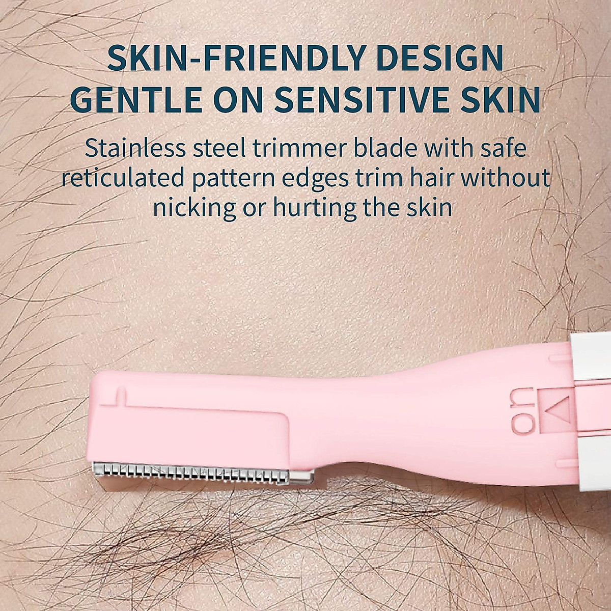 TOUCHBeauty Electric Eyebrow Trimmer for Women Portable Eyebrow Hair Remover Metal Cover, Battery Powered Ladies Hair Shaver Pink