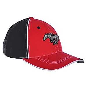 Checkered Flag Men's Ford Mustang Logo Cap Adjustable Red & Black Hat