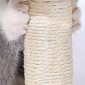 SIYIPURR Small Cat Tree for Indoor Cats，Cat Tower with Cat Scratching Post and Board，Cat House with Cat Perch for Kitten, Cat Condo,Stable Cat Stand (Light Grey)
