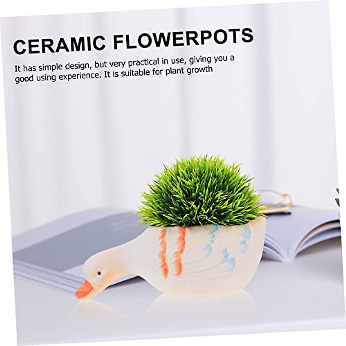 NUSITOU 4 pcs Pottery Pen Ceramic Decorative Creative Random Succulents Swan Home Succulent Animals Window Resin Figure Holder Pots for Planters Plant Bonsai Mini Flowerpot Animal