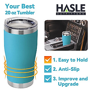 HASLE OUTFITTERS 20 oz Tumbler Bulk, Stainless Steel Tumblers with Lid, Vacuum Insulated Tumbler, Double Wall Powder Coated Cup, coffee mugs, Sky Blue, 1 Pack