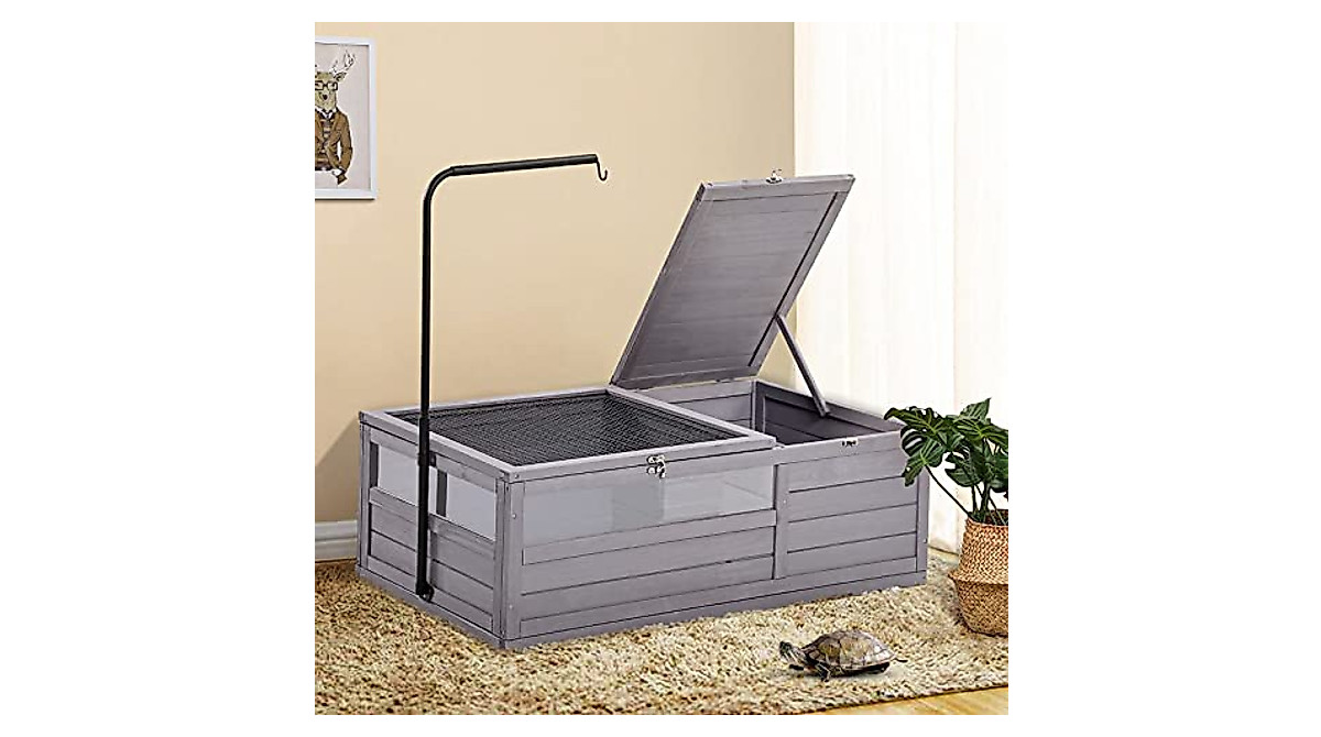 GUTINNEEN Large Tortoise Cage with Adjustable Heat Lamp