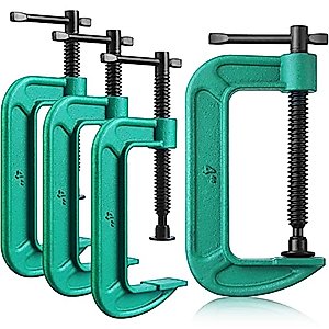 4 Pcs C Clamp Set 4 Inch Heavy Duty G-Clamps Automotive and Wood Working Clamps with 4 Inch Jaw Opening Sliding for DIY Carpentry Woodworking Welding and Building(4 Inch, 4 Pcs)