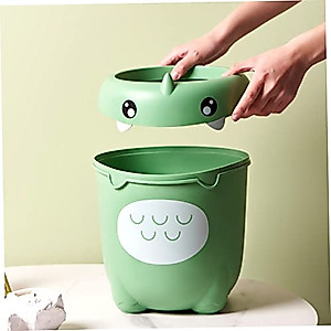 ORFOFE Cartoon Trash can Cans Desktop Slim Lovely Roomdinosaur Mini Kids with Ring Bathroomlight Childrens Decorative Bathrooms for Wastepaper Car Bins Makeup Cute Little Trash Household