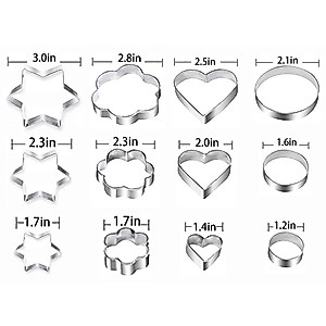 20Pcs Stainless Steel Cookie Cutter Set - Easter Cookie Cutter Set & Round Heart Flower Star Shapes Cookie Cutters Set (8Pcs +12Pcs)