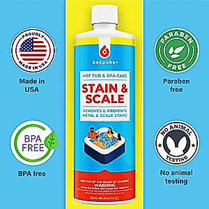 Spa Stain and Scale Control for Hot Tub, Spa Descaler, Stain Scale Remover & Spa Scale Defense for HotTub Hardness Control & Spa Hardness Decreaser & Alkalinity Decreaser Water Softener (1-Quart)
