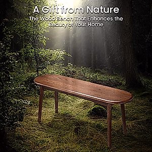 Fancyarn Wood Bench, 47" L FAS Grade 100% Solid Oak Wood Bench w/Rounded Corner, Large Comfortable Seat, Firm Mortise & Tenon Structure, Long Bench for Dining Room, Entryway, Bedroom