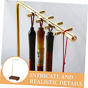 EXCEART Chicken Wing Wood Pen Hanging Calligraphy Stand Shelf Brush Pen Organize Rack Brush Holder Chinese Calligraphy Brush Stand Brush Pen Hanging Rack Display Stand Brass